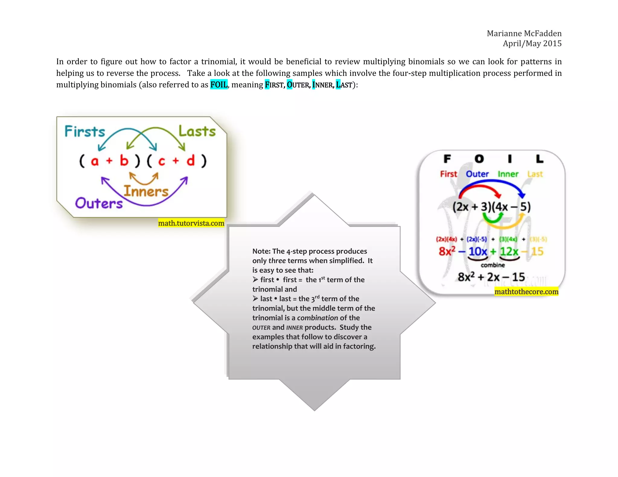 trinomials factoring | PPT