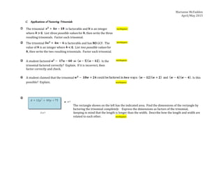 trinomials factoring | PDF