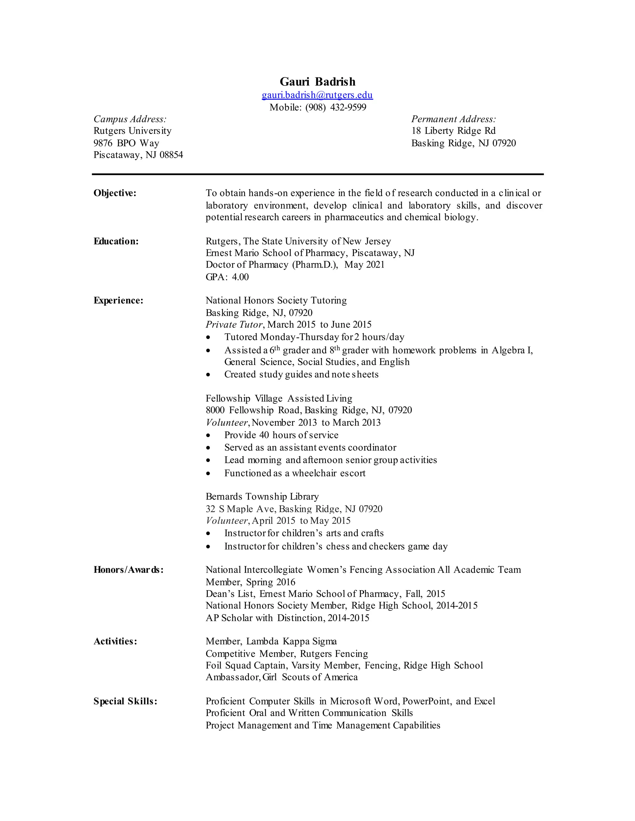 Resume (Research) | DOCX