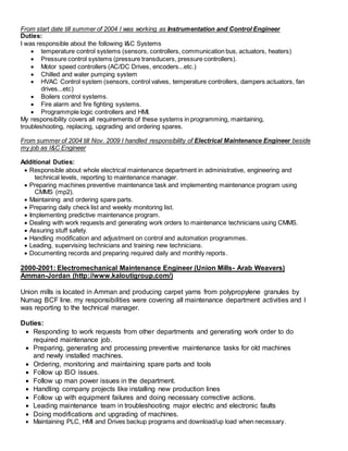 Maintenance Manager CV | DOCX