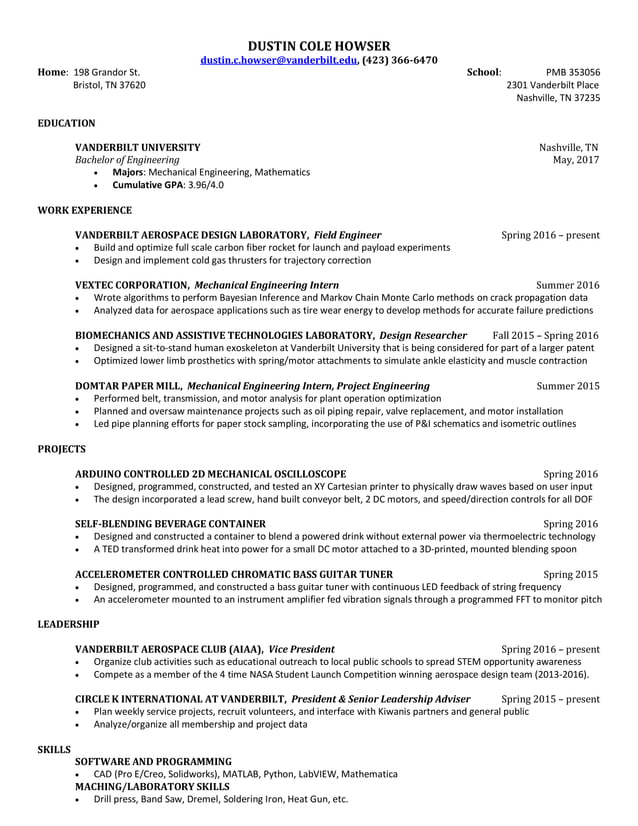 Dustin Howser Resume | PDF