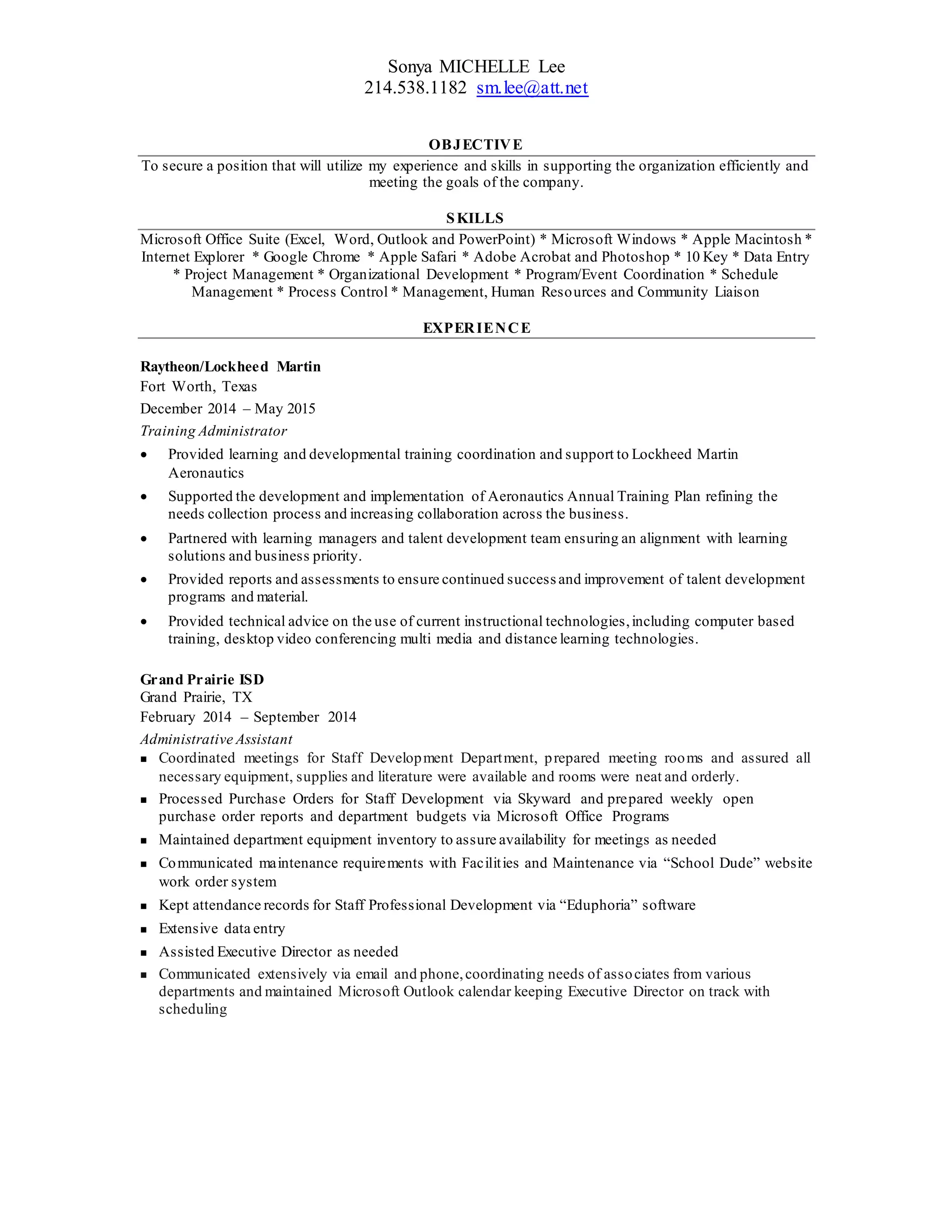 Michelle Lee Resume | DOCX