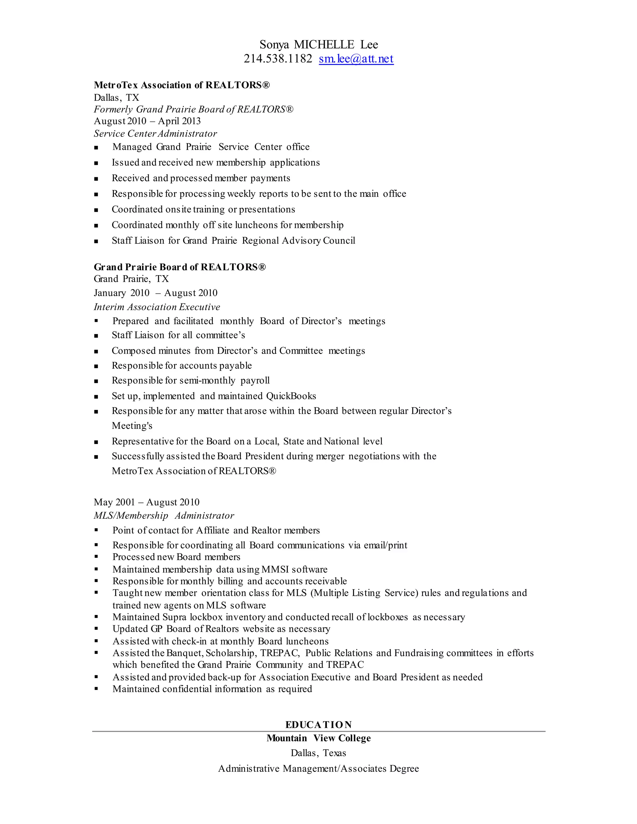 Michelle Lee Resume | DOCX