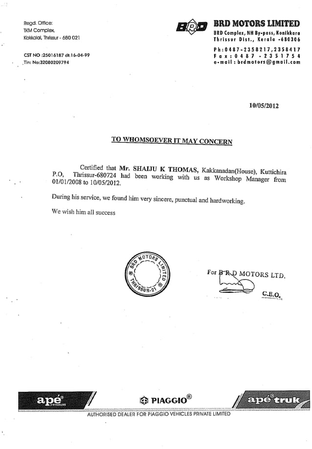 brd experience certi | PDF