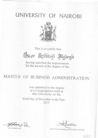 UoN masters degree certificate | PDF