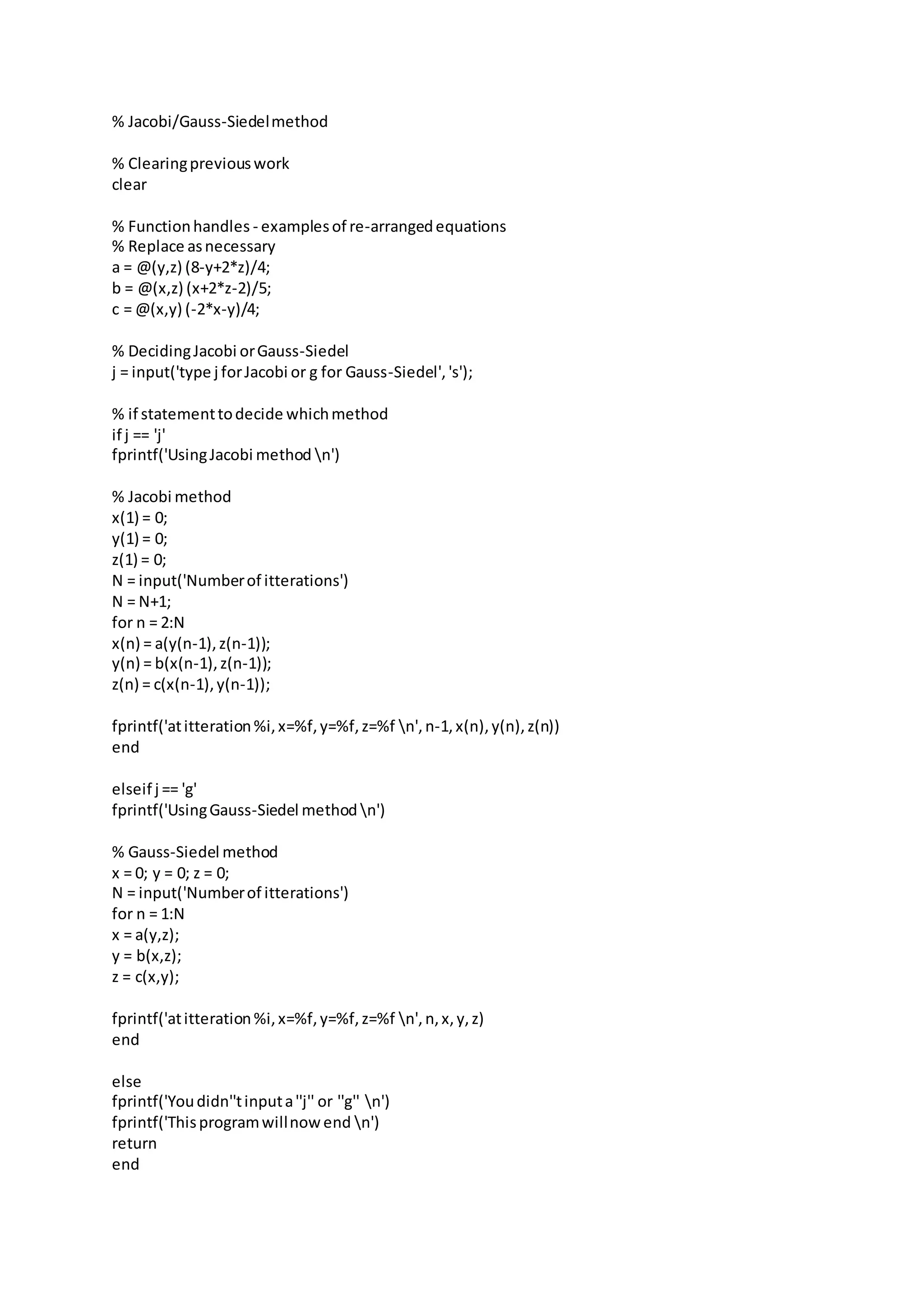 Jacobi_GaussSeidel | DOCX | Programming Languages | Computing