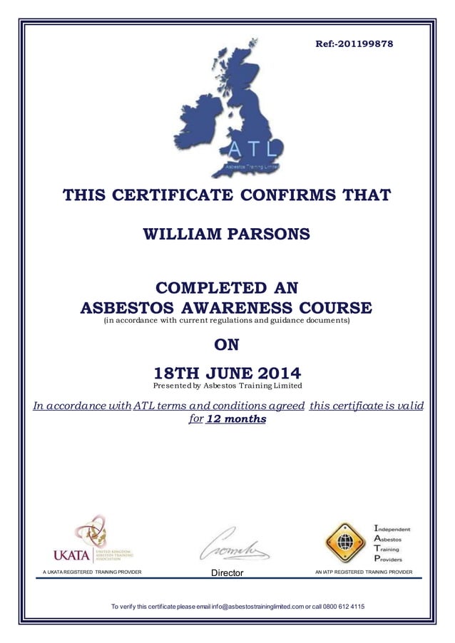 Asbestos Awareness Certificate | DOCX