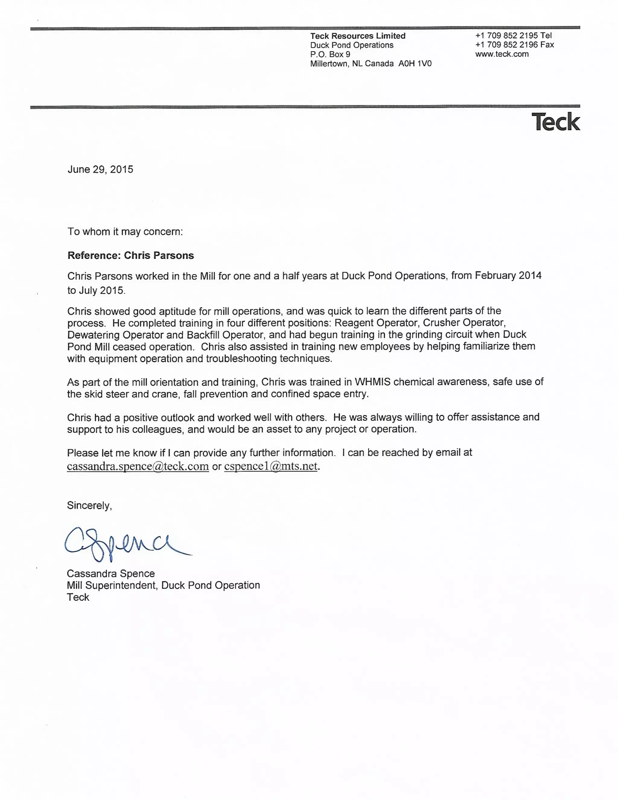 Mill Reference Letter | PDF