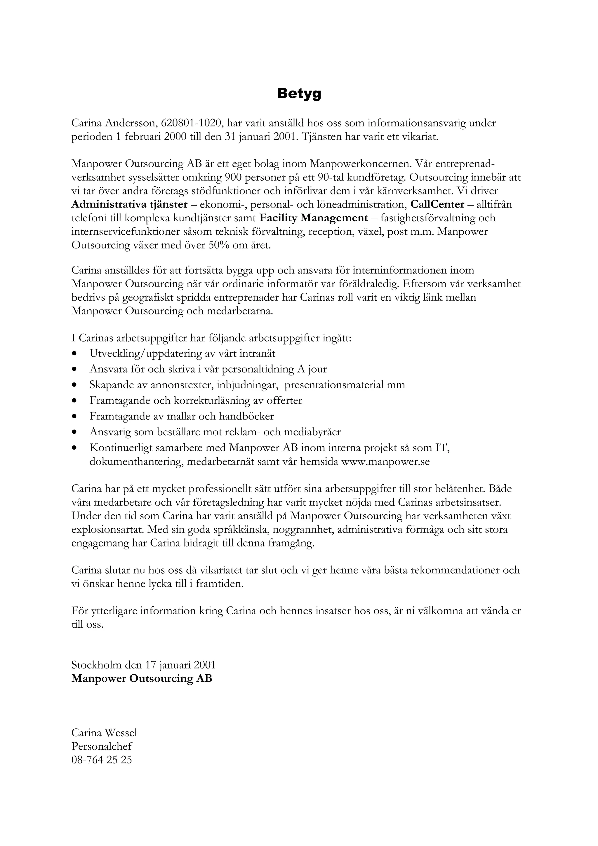 Intyg Manpower | PDF