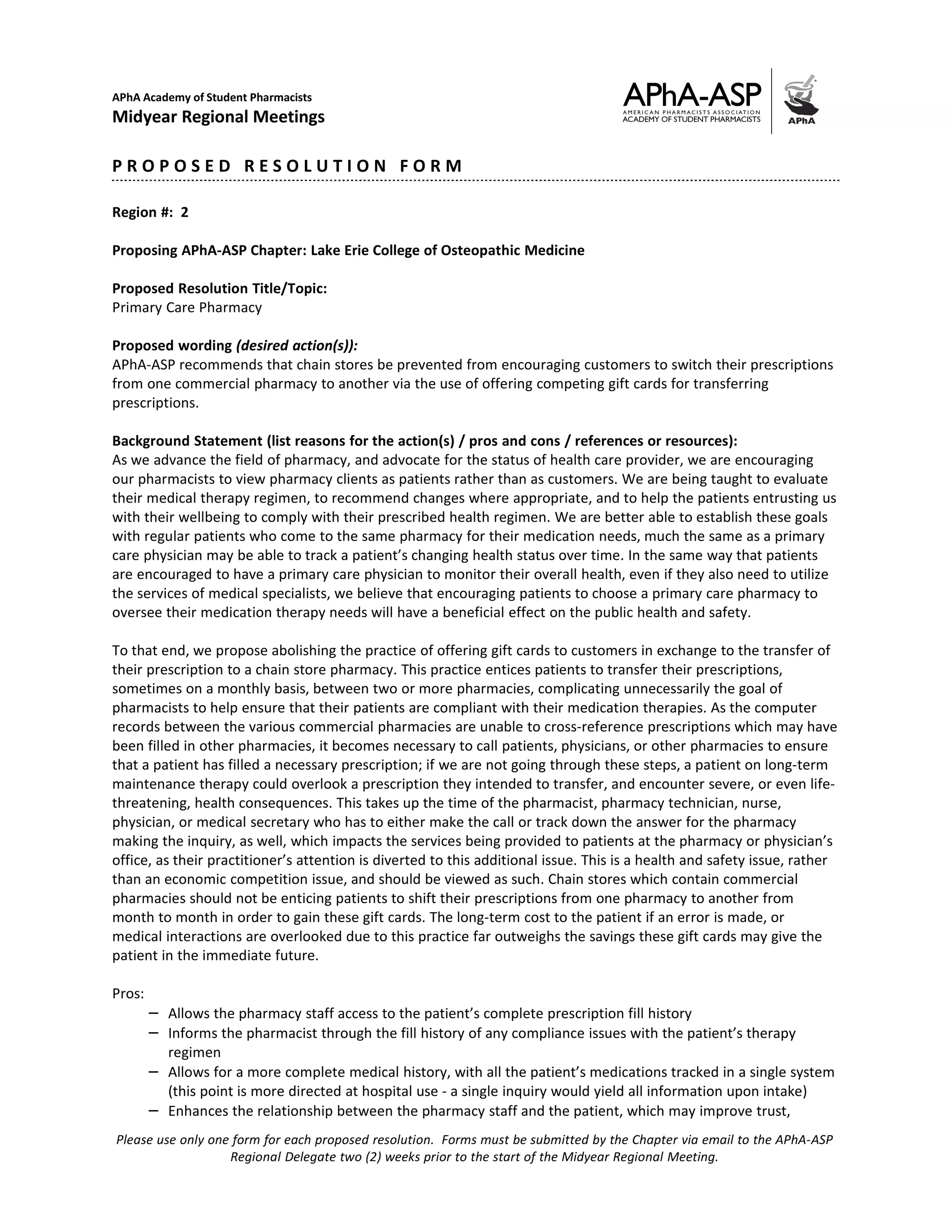 Proposal 1 - Primary Care Pharmacy | DOC