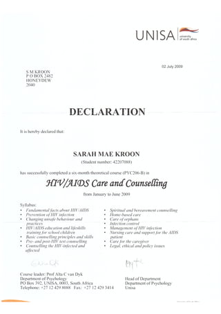 unisa declaration | PDF