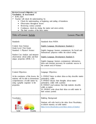 Dawn Chastain cld lesson plan | DOCX | Physics | Science