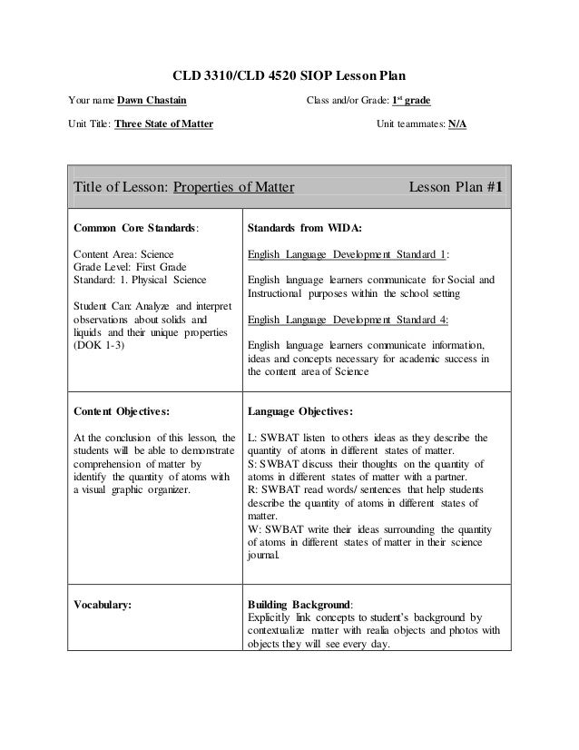 Dawn Chastain Cld Lesson Plan Dawn Chastain Cld Lesson Plan