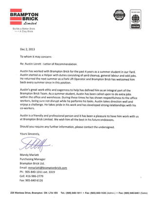 BramptonBrick letter of recommendation | PDF