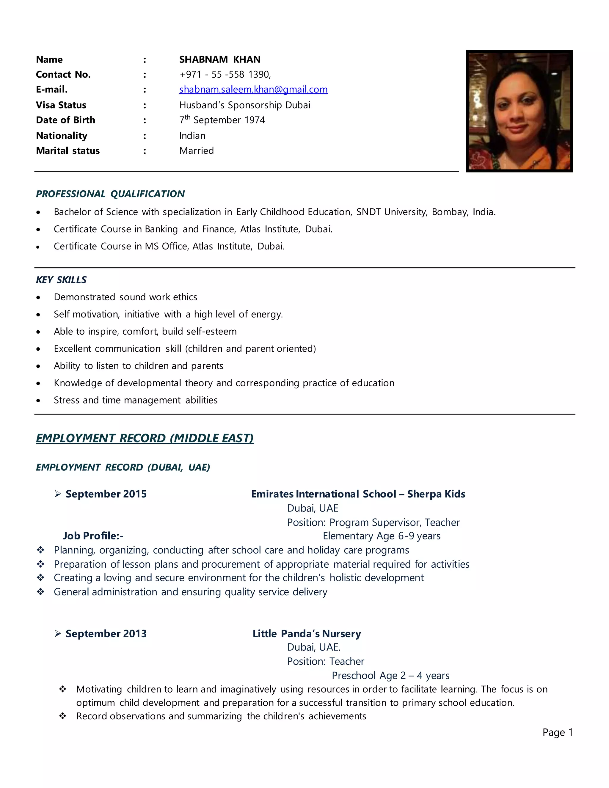 CV Shabnam Khan 2016 | DOCX