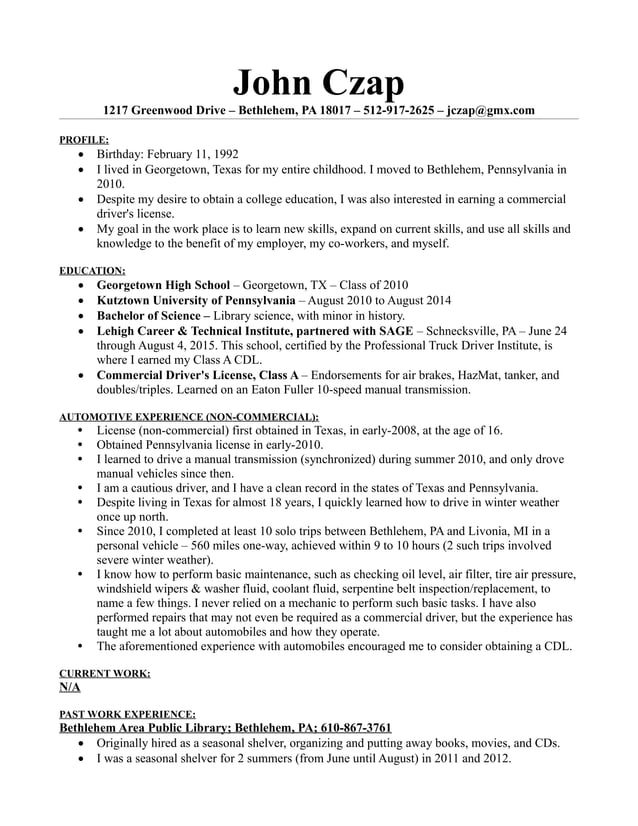 Resume_John Czap | PDF