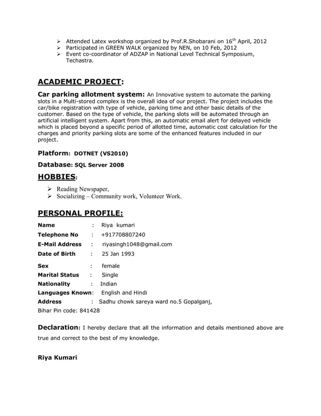 RIYA RESUME | PDF | Programming Languages | Computing