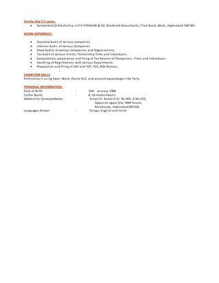 harish Resume | DOCX