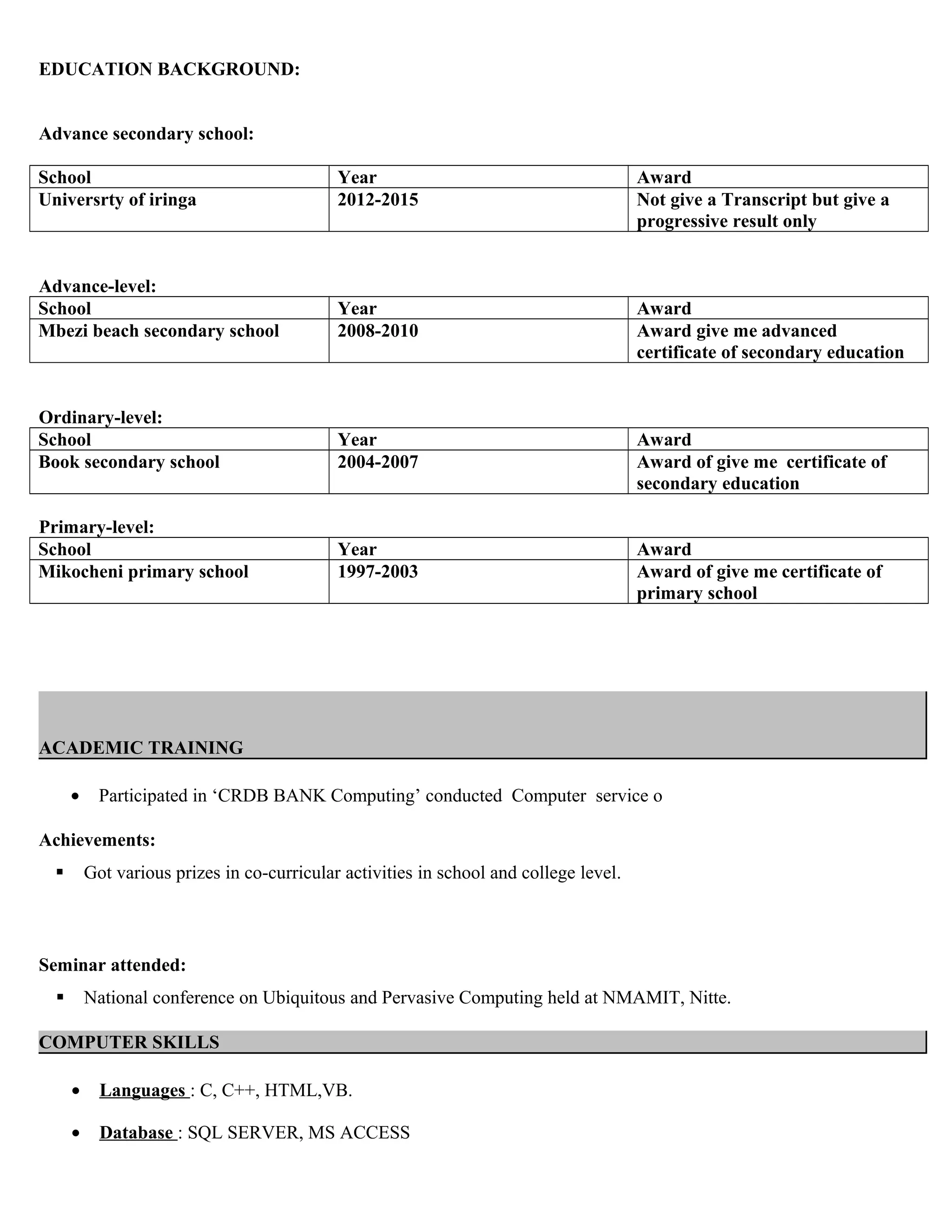 CV.doc nyarobi | PDF