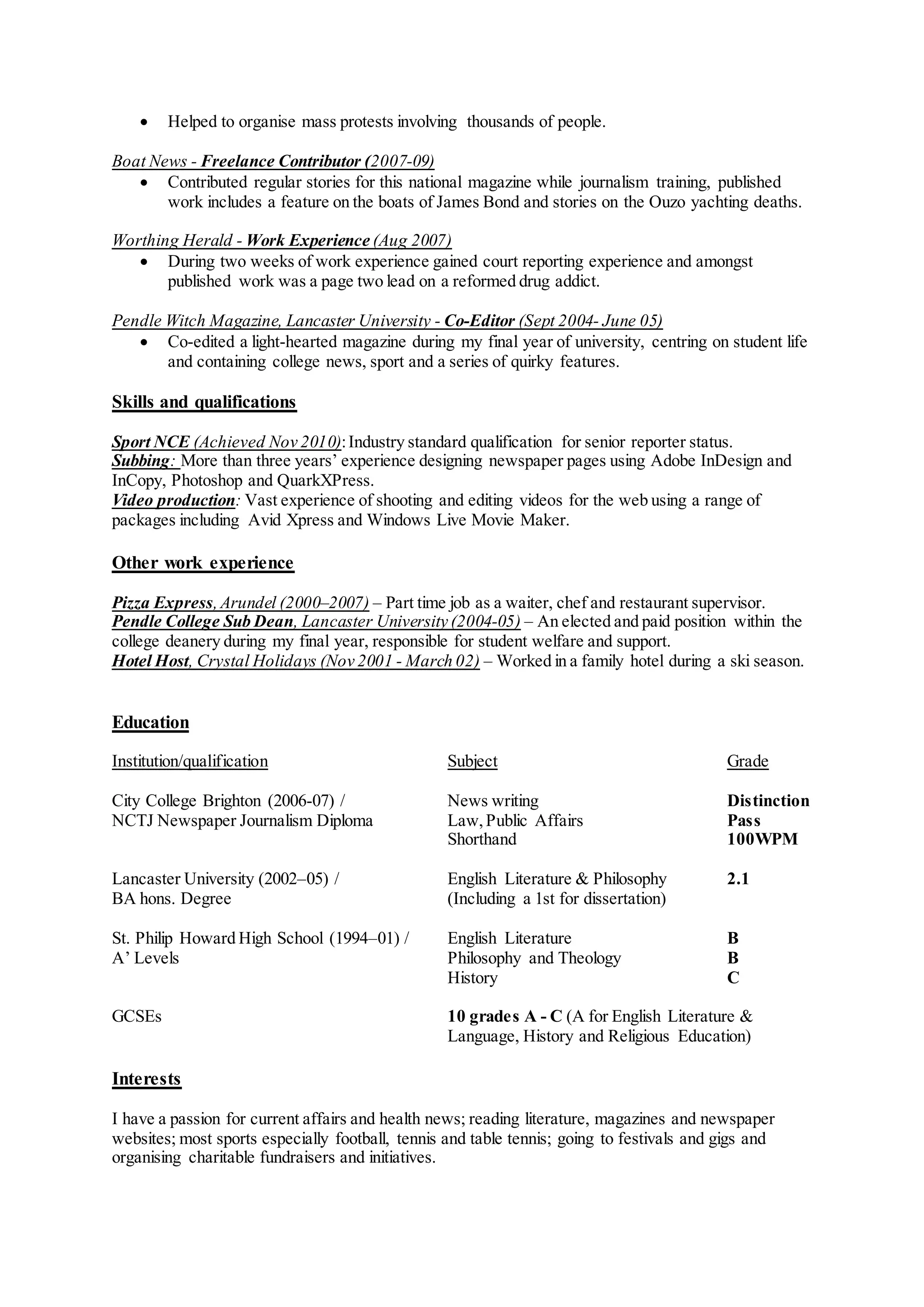 Stephen Pickthall CV 2017 | PDF | Free Download