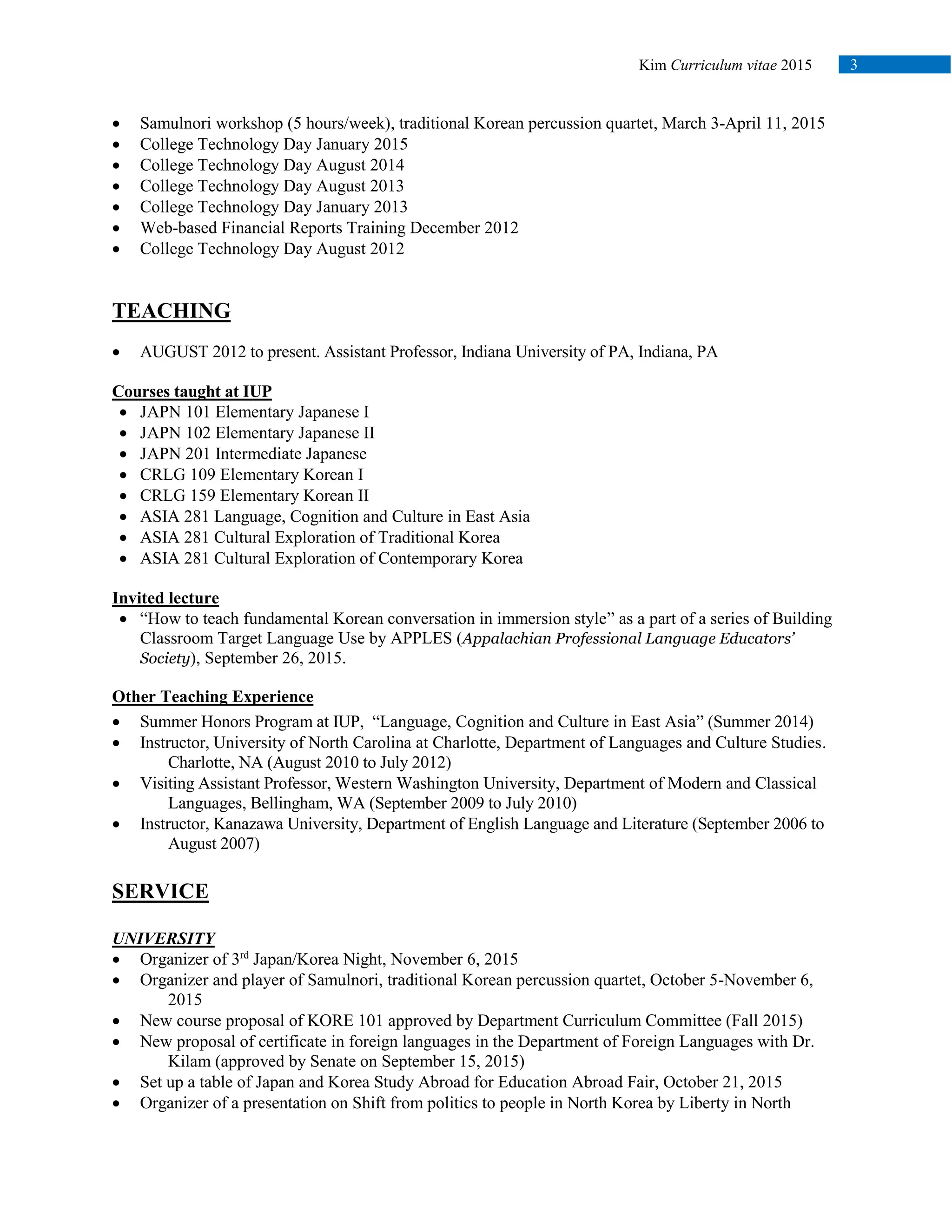 KIM Curriculum vitae 2015 | PDF