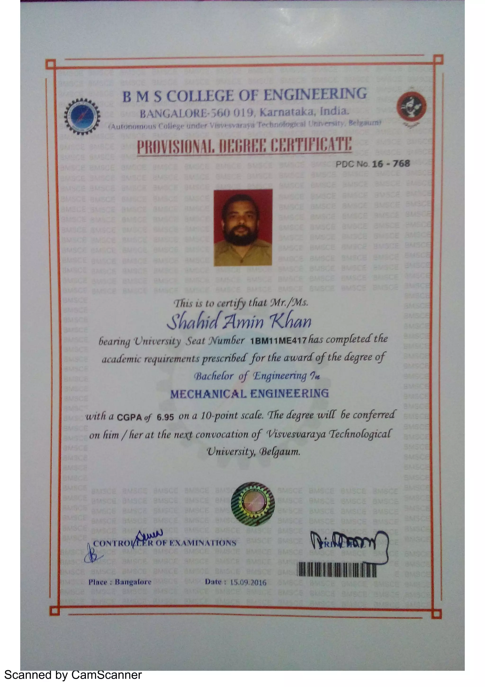 BE Certificate | PDF