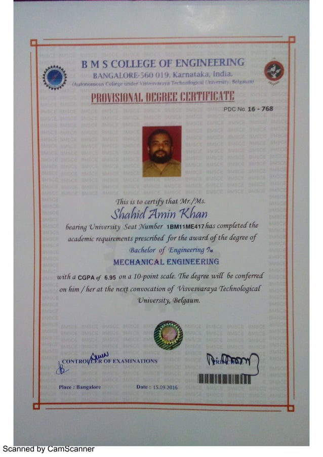 BE Certificate | PDF
