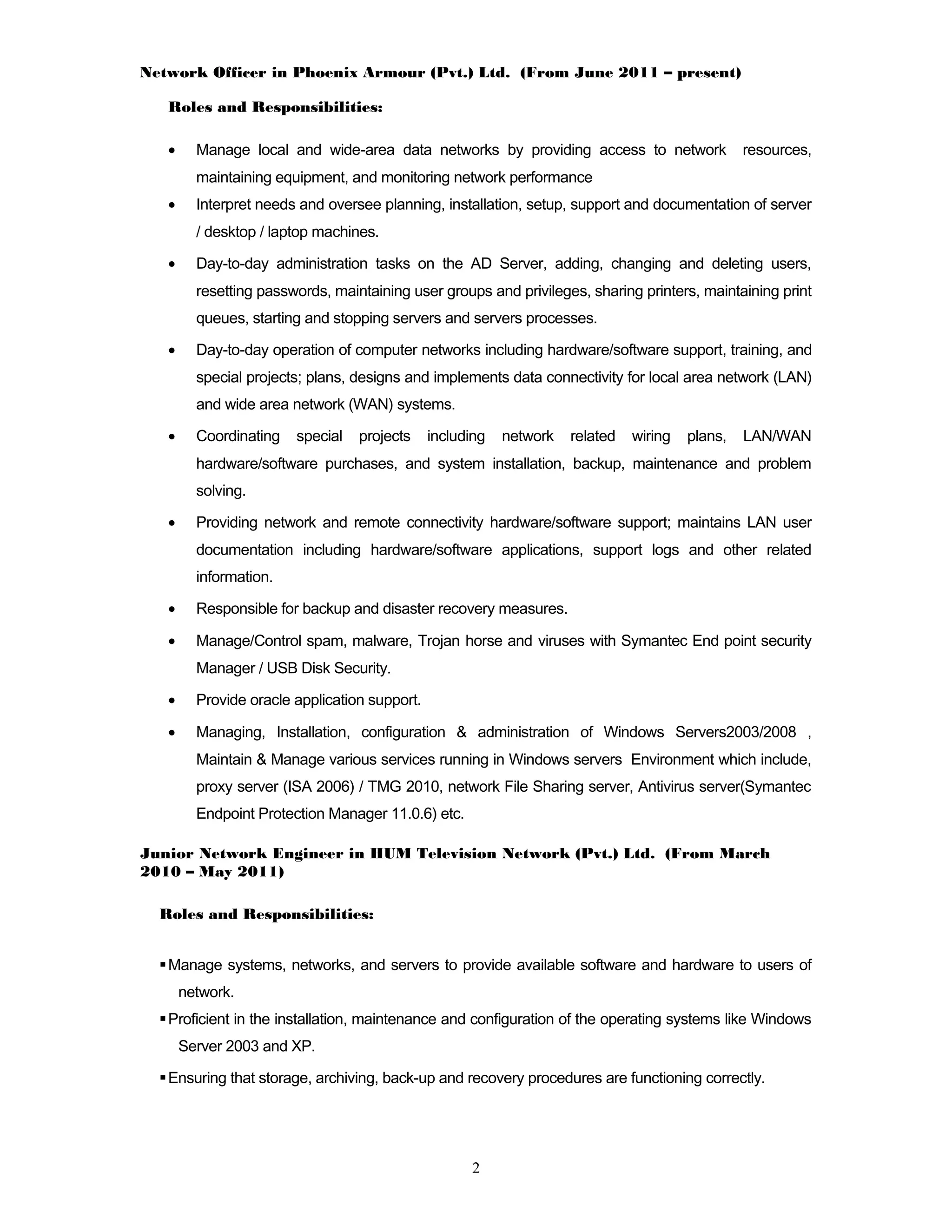 Nabeel CV | DOC | Operating Systems | Computer Software and Applications