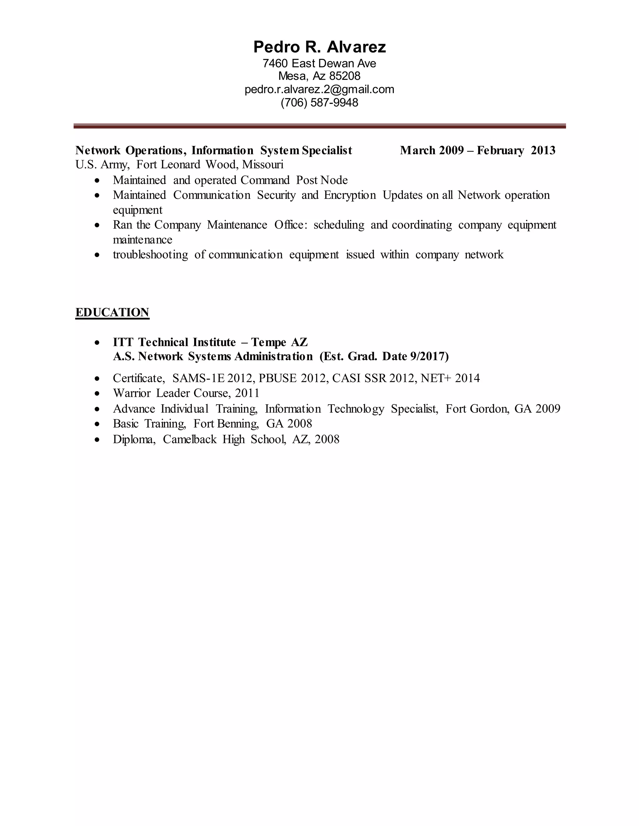 Pedro Alvarez Resume NSA | DOCX