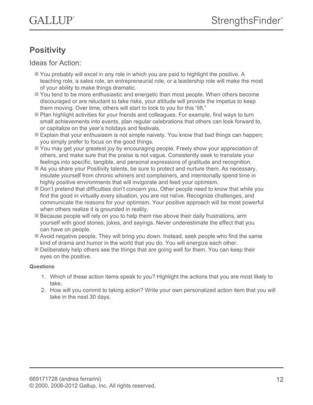 gallupstrengthsfinder | PDF