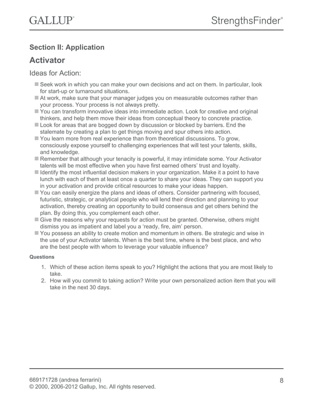 gallupstrengthsfinder | PDF