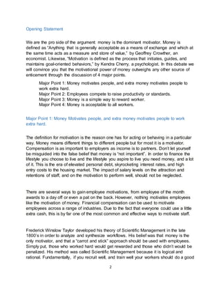 Debate 7 Money is the dominant motivator (1) | PDF
