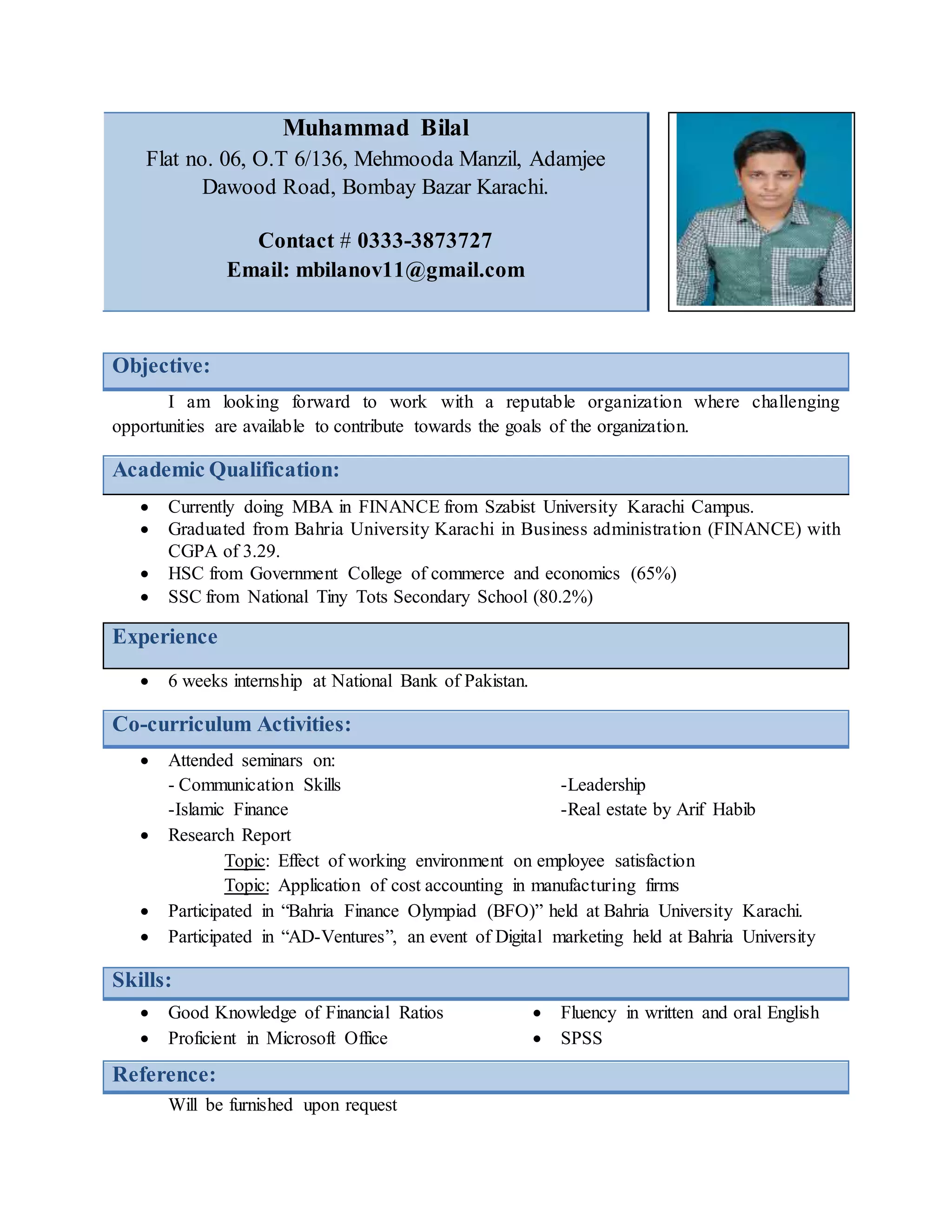 M.Bilal CV | DOCX