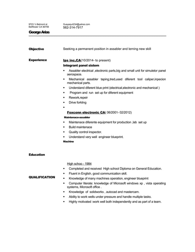 GEORGE resume | PDF