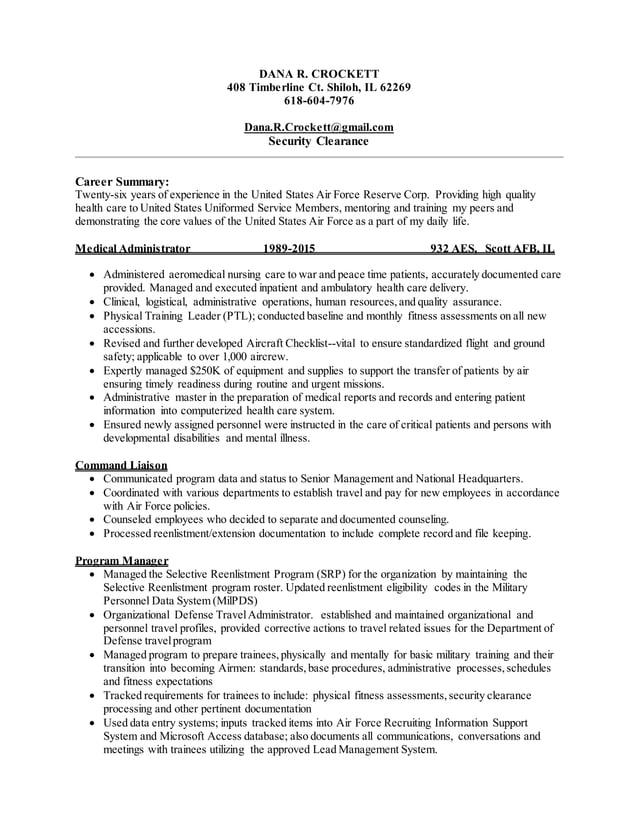 Dana R Crockett resume November, 2015 | DOCX | Healthcare Industry ...