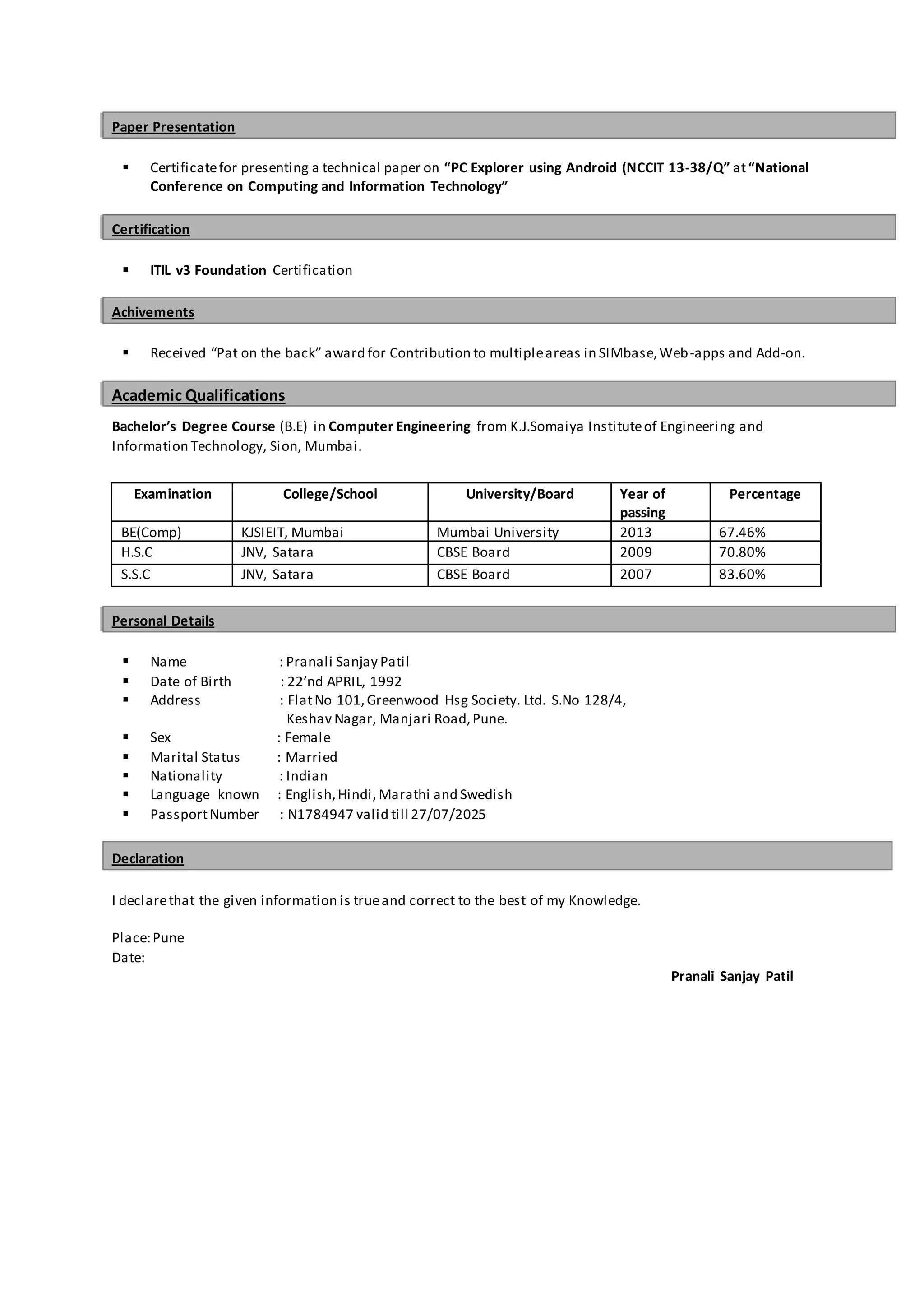 PRANALI SANJAY PATIL | DOCX | Databases | Computer Software and Applications