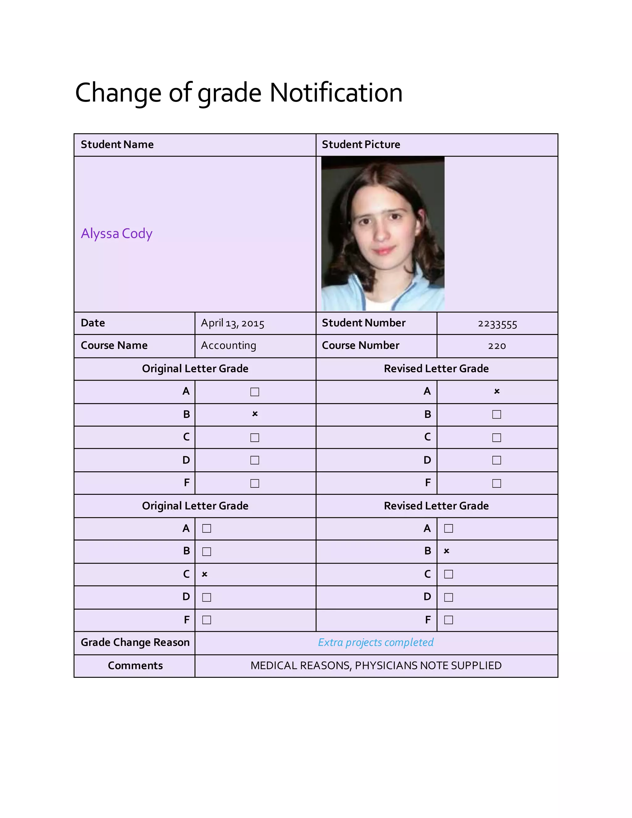 WD N-Grade Change Completed | DOCX