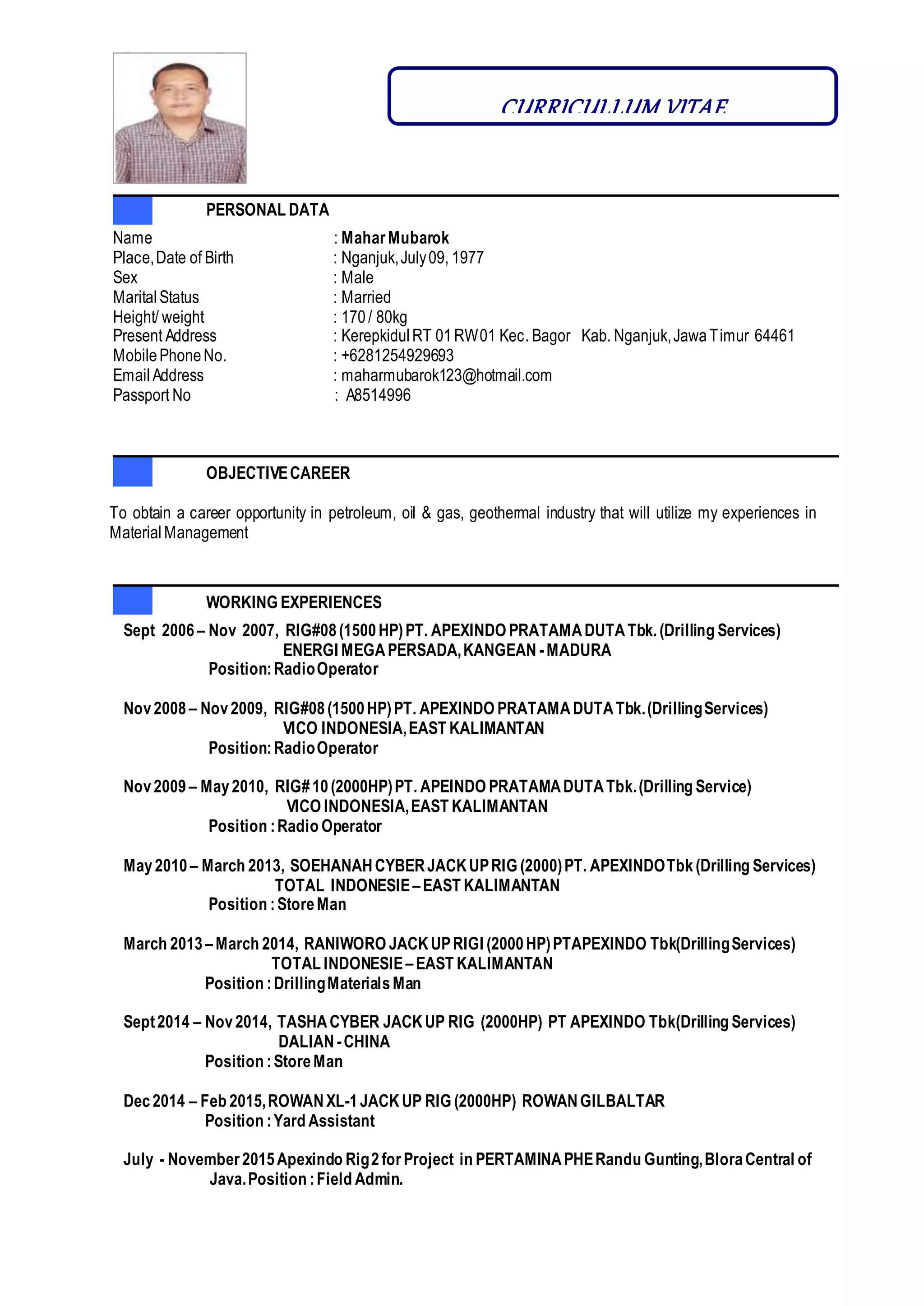 Mahar Mubarok CV | PDF