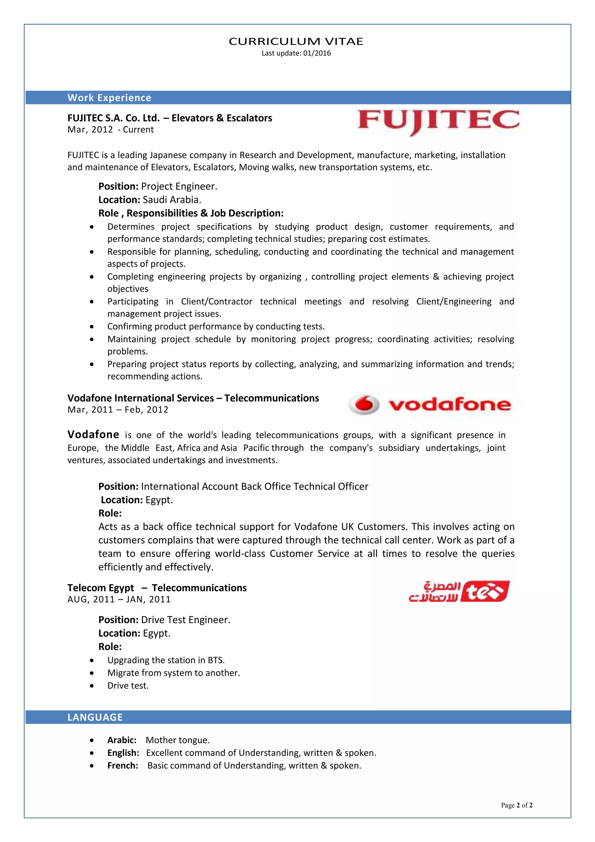 Ahmed Yahia CV-Project Engineer-Ver.2 | PDF