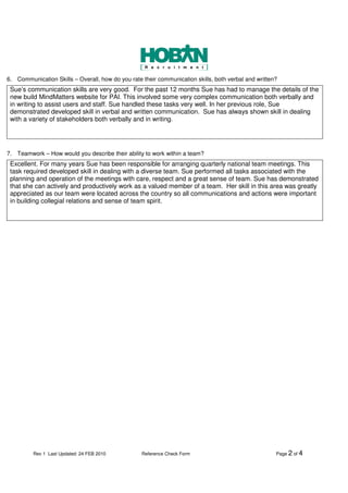 Sue McClounan reference Jill Pearman | PDF