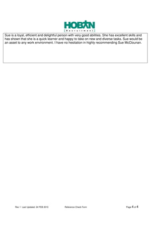 Sue McClounan reference Jill Pearman | PDF