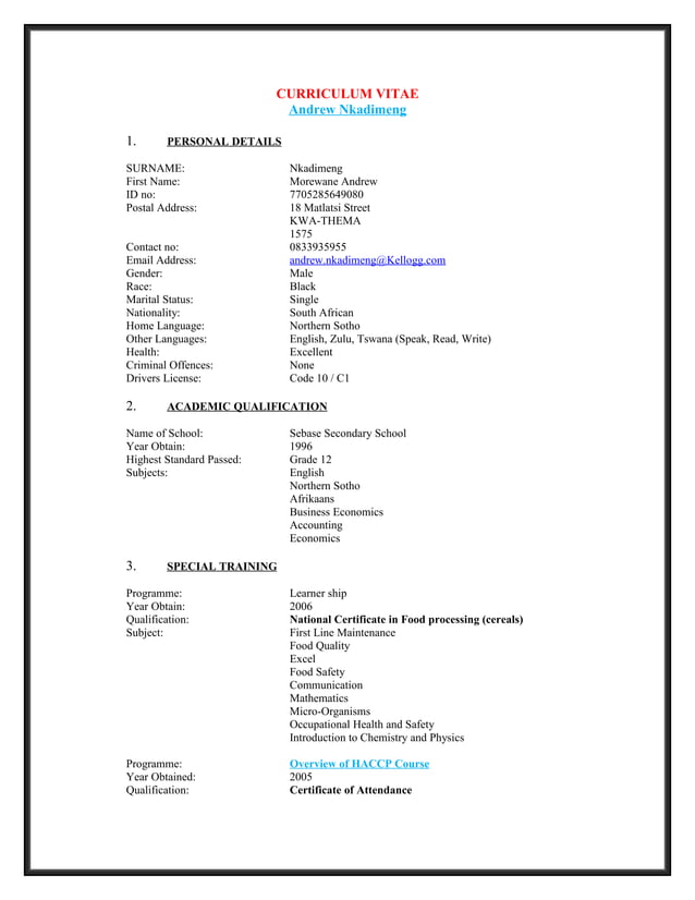 Andrew(1).CV2011 | DOC | Logistics | Business