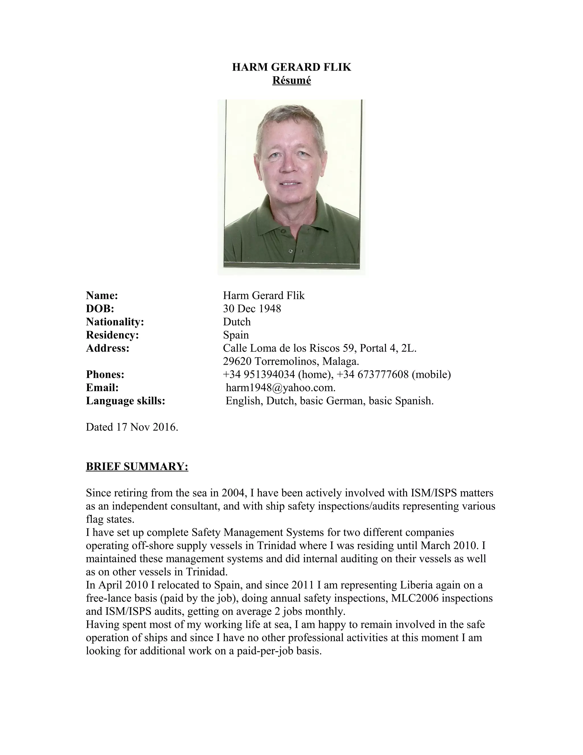 Harm Flik Resume | DOC