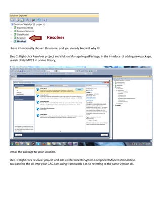 Resolve dependency of dependencies using Inversion of Control and dependency injection in ASP ...