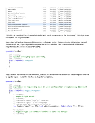 Resolve dependency of dependencies using Inversion of Control and dependency injection in ASP ...