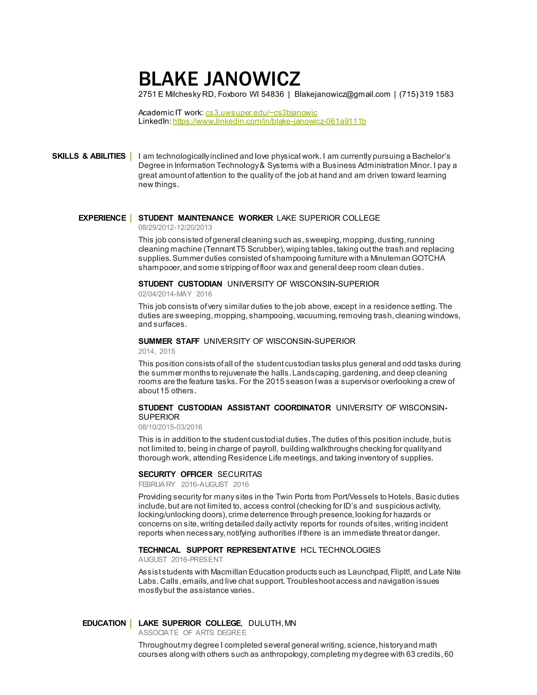 Blake Janowicz Resume | DOCX