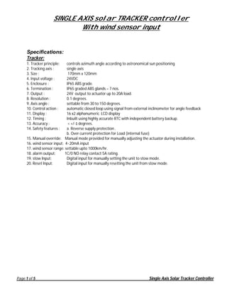 solar tracker manual with wind sensor | PDF