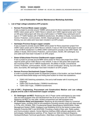 Project List 1.3-May21,16- Substation Electrical Enginner | PDF