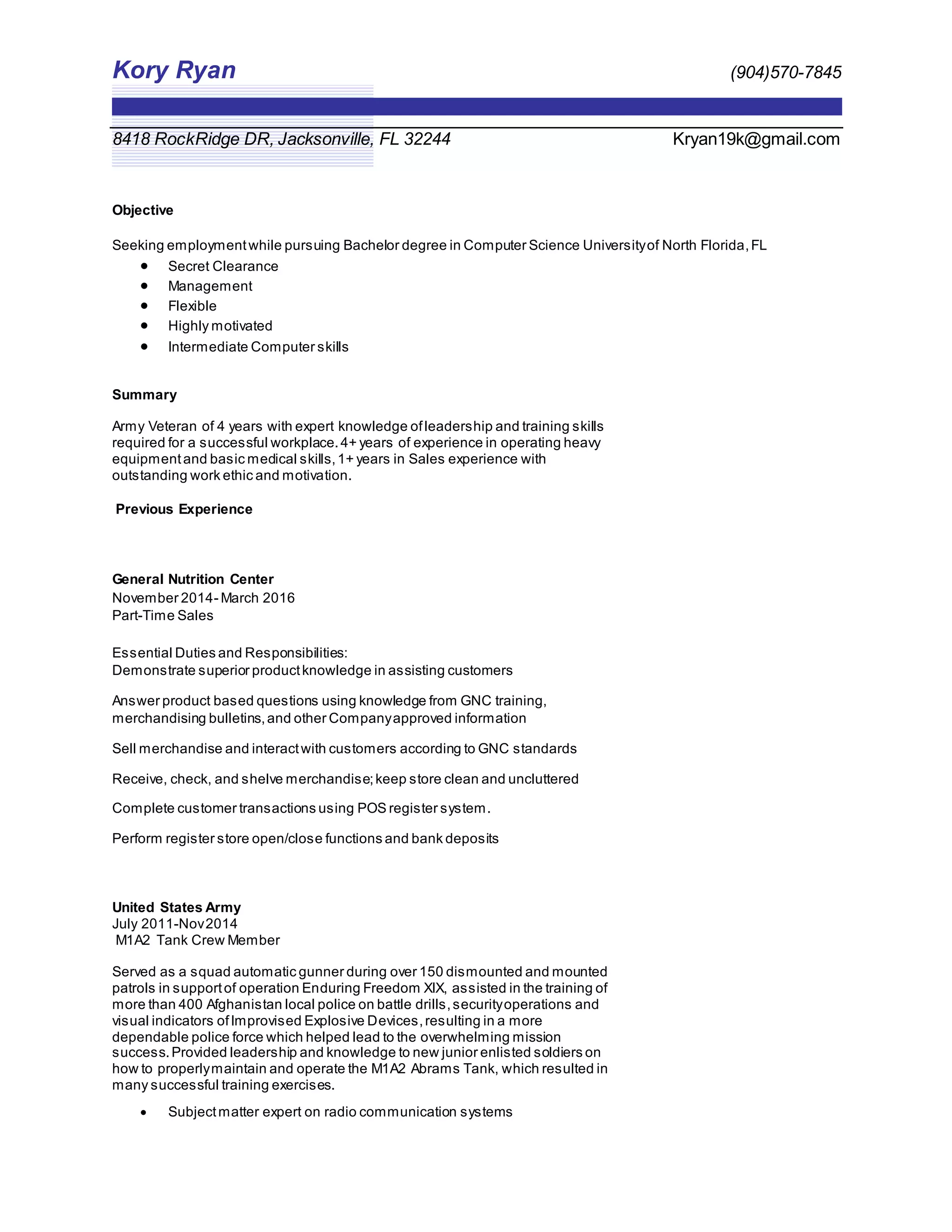 Kory Ryan Resume | DOCX