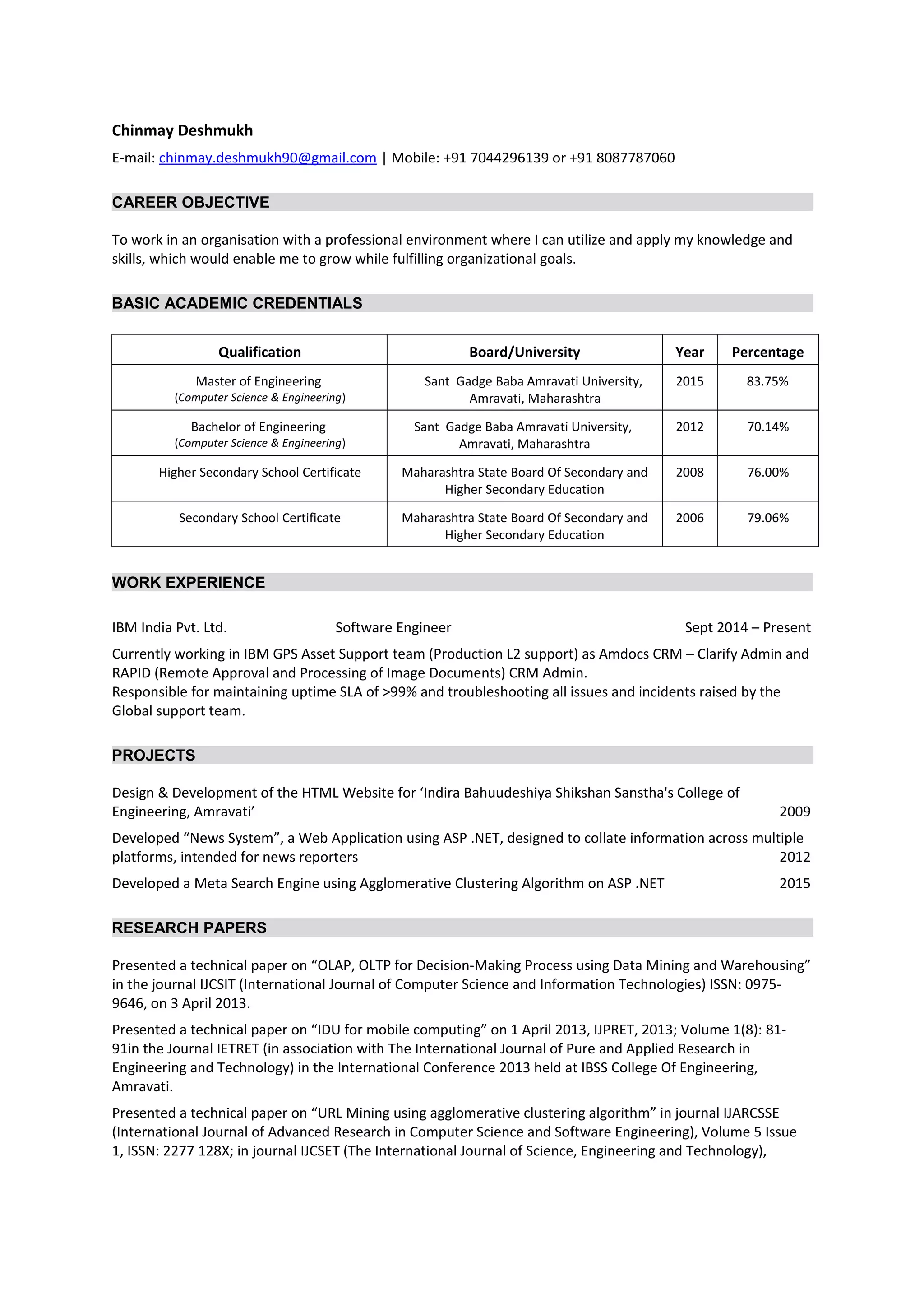 Chinmay Deshmukh Resume | DOC